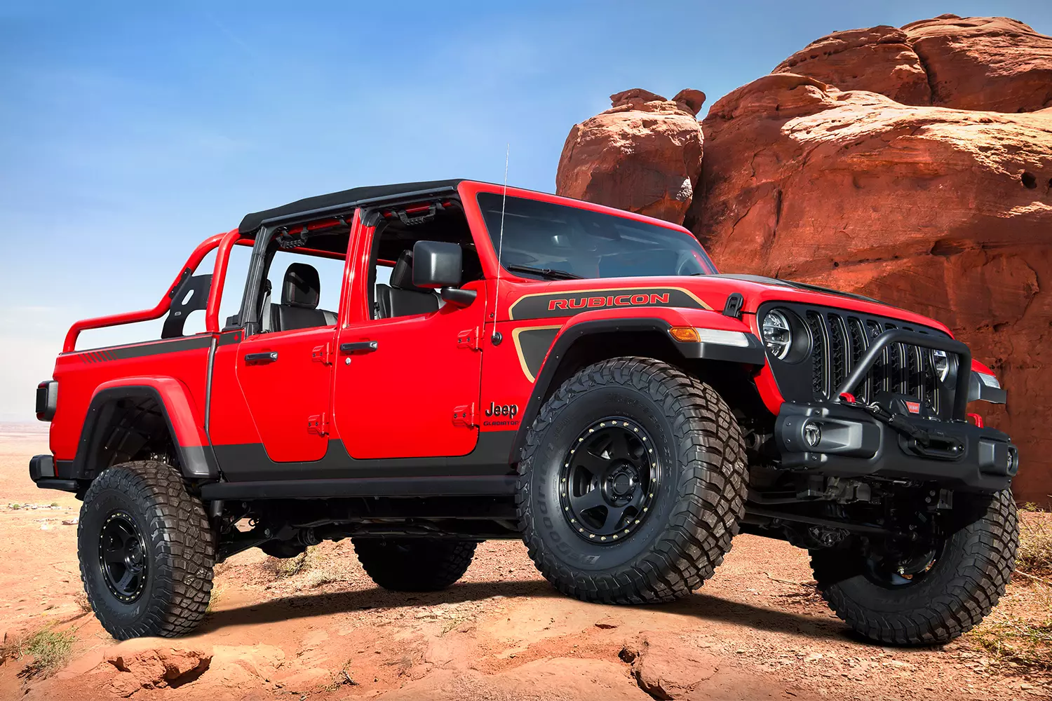 De Jeep Red Bare Gladiator Rubicon Concept Vehicle