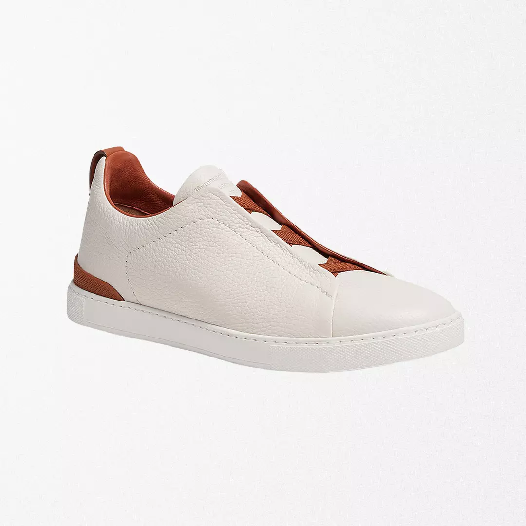 Ermenegildo Zegna Triple Stitch Deerskin Low-Top Sneakers