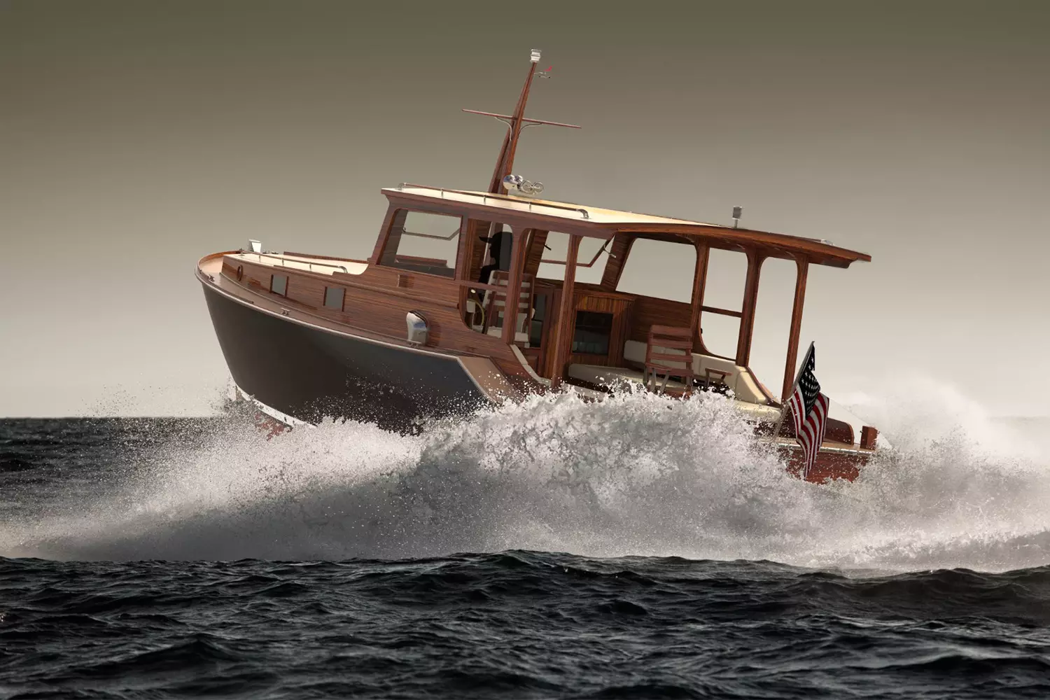 رندر Wheeler Yacht جدید Wheeler 38، نسخه مدرن قایق Pilar همینگوی