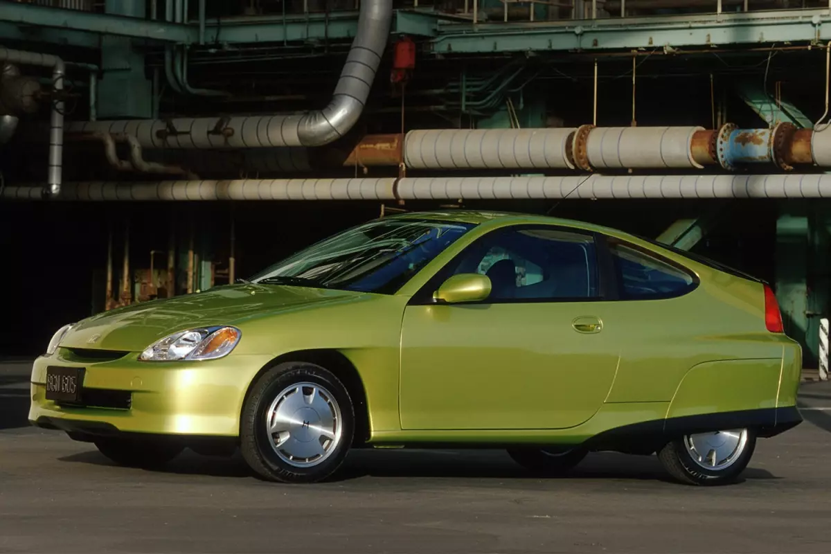 2000 Honda Insight matasan mota a cikin launi citrus rawaya karfe