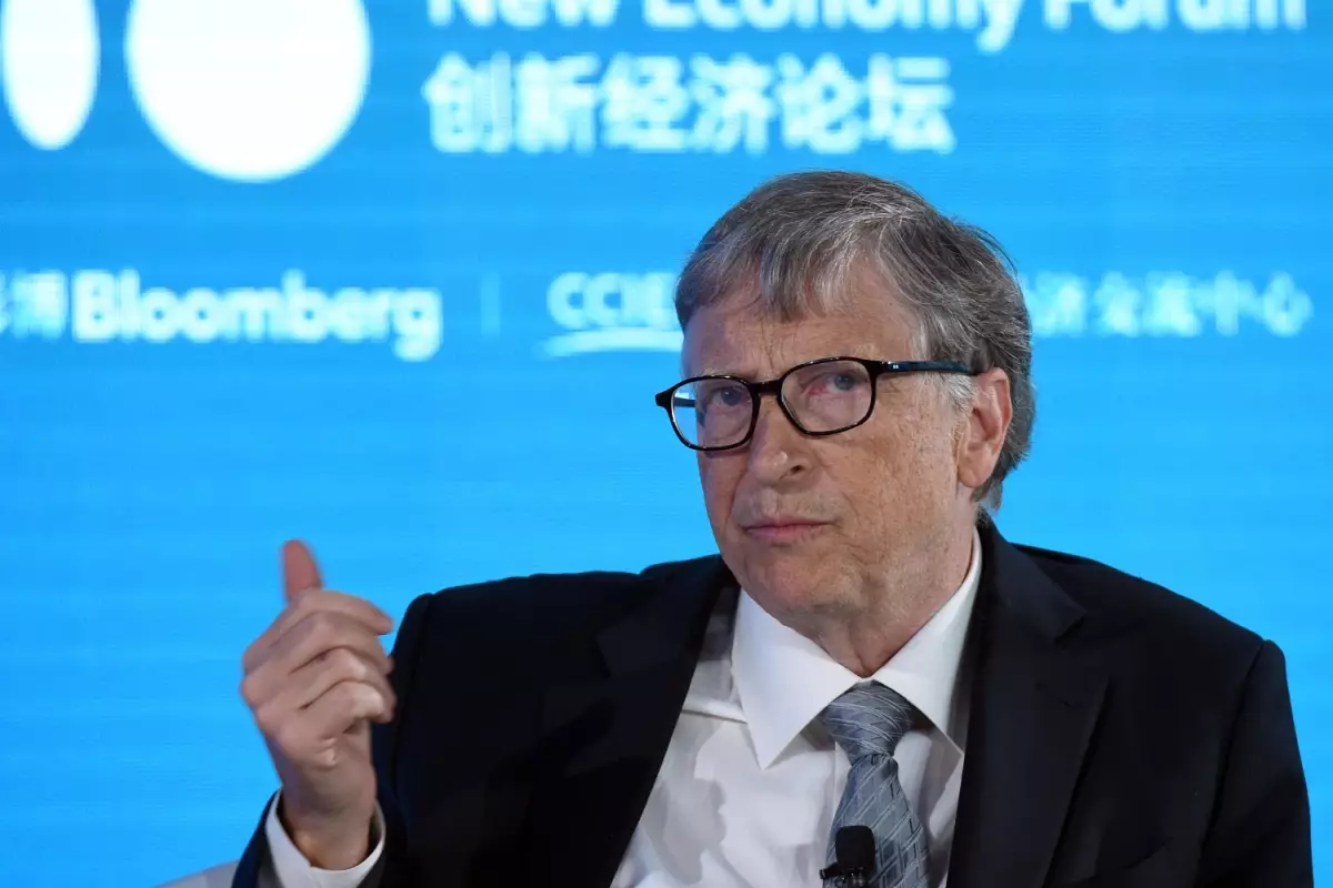 Bill Gates spreekt tijdens 2019 New Economy Forum in China Center for International Economic Exchanges