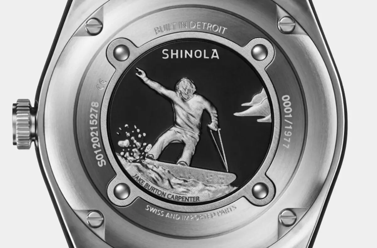 Shinola x Burton JBC Duck Watch Collaboration grafið hulstur með Jake Burton