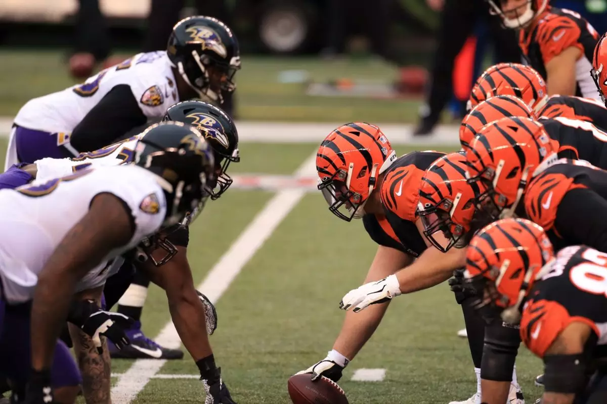 Baltimore Ravens kaj Cincinnati Bengals ludantoj viciĝas por teatraĵo