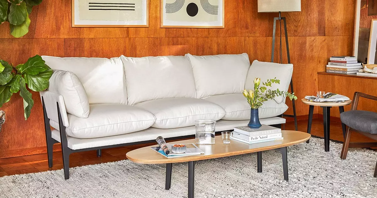 الأريكة من ماركة Floyd للأثاث المباشر إلى المستهلك في غرفة المعيشة مع طاولة القهوة