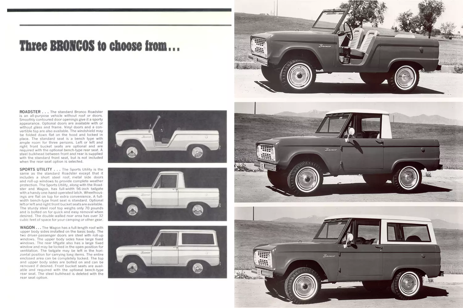 1966 unang henerasyon nga Ford Bronco ads ug marketing materials