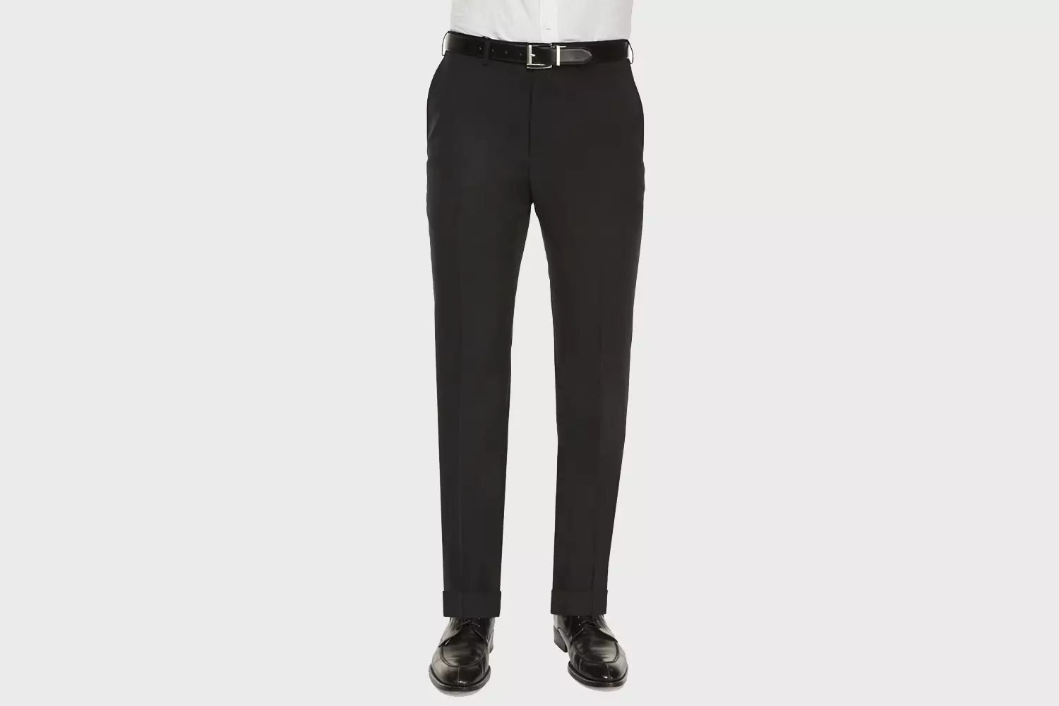 ERMENEGILDO ZEGNA Pantalón de corte regular de la de fronte plano, negro