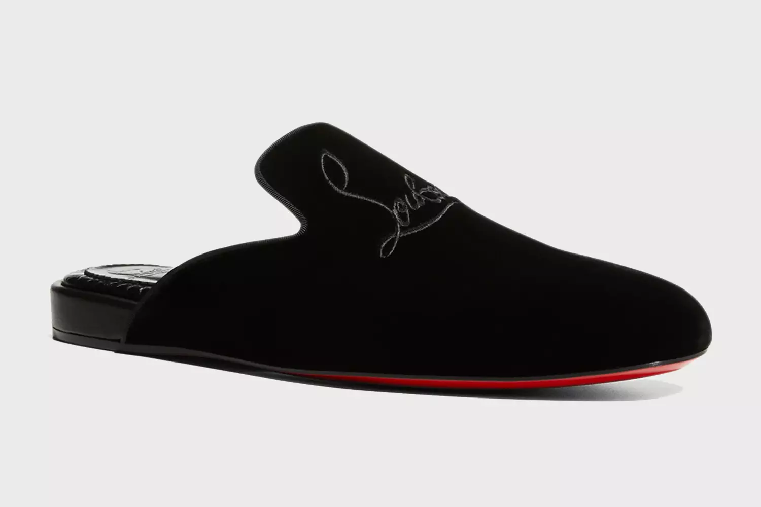 CHRISTIAN LOUBOUTIN Mules da uomo con suola rossa in velluto con logo Coolito