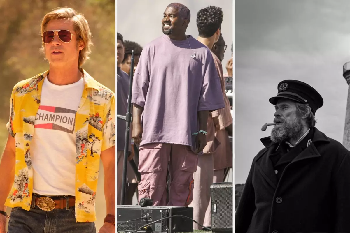 Brad Pitt as Cliff Booth, Kanye West by Sunday Service en Willem Dafoe yn The Lighthouse