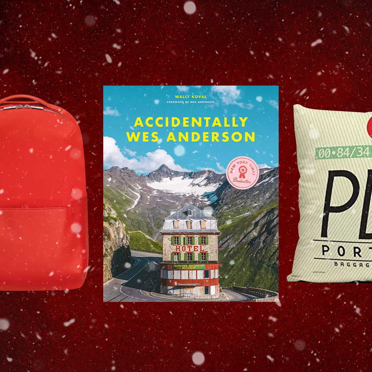 tas ransel, buku wes anderson, bantal bandara