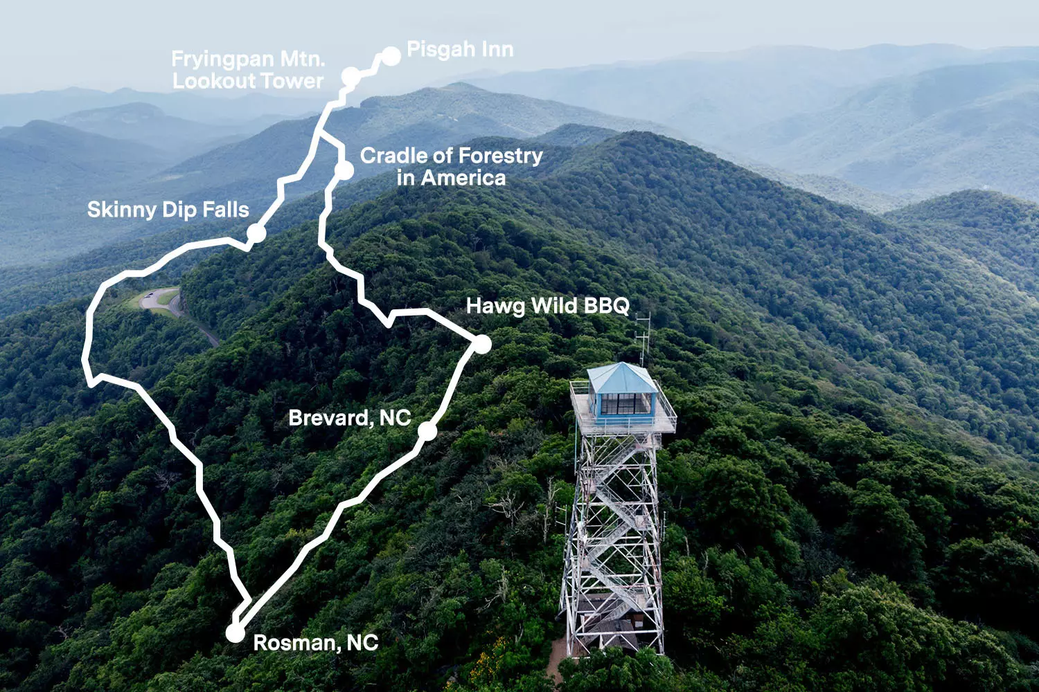 Geriausias vaizdingas važiavimas Šiaurės Karolinoje yra US 276 iki Blue Ridge Parkway iki NC 215, dar žinomas kaip The Blue Ridge Loop