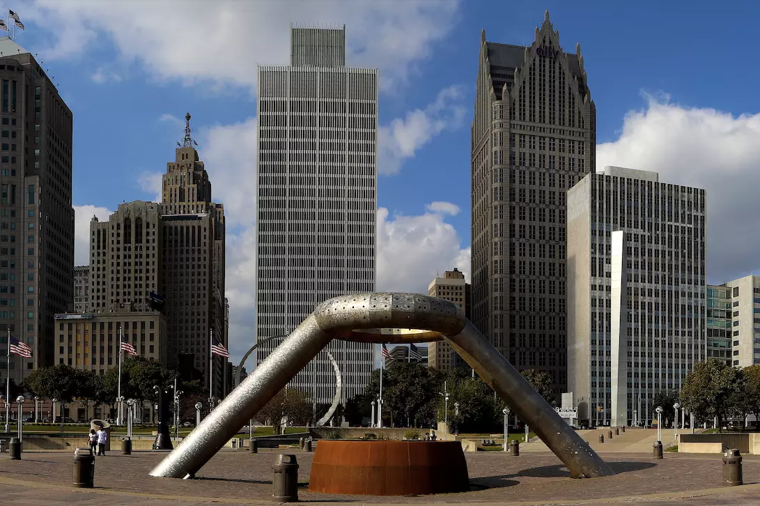 The Dodge Peringatan Fountain jeung kota Detroit