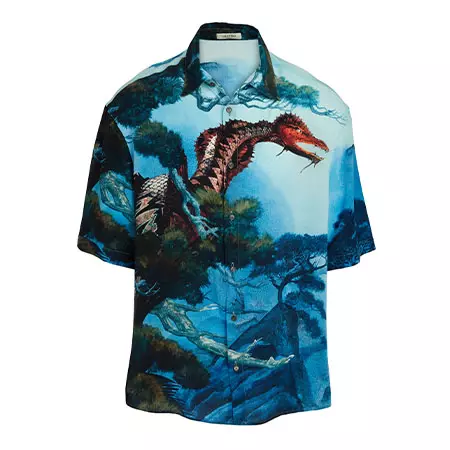 Ihempe yeDragon's Garden Silk Short-Sleeve Sport Shirt Valentino