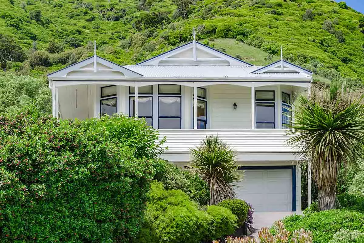 Nahaufnahme einer Villa in Waikanae, Neuseeland